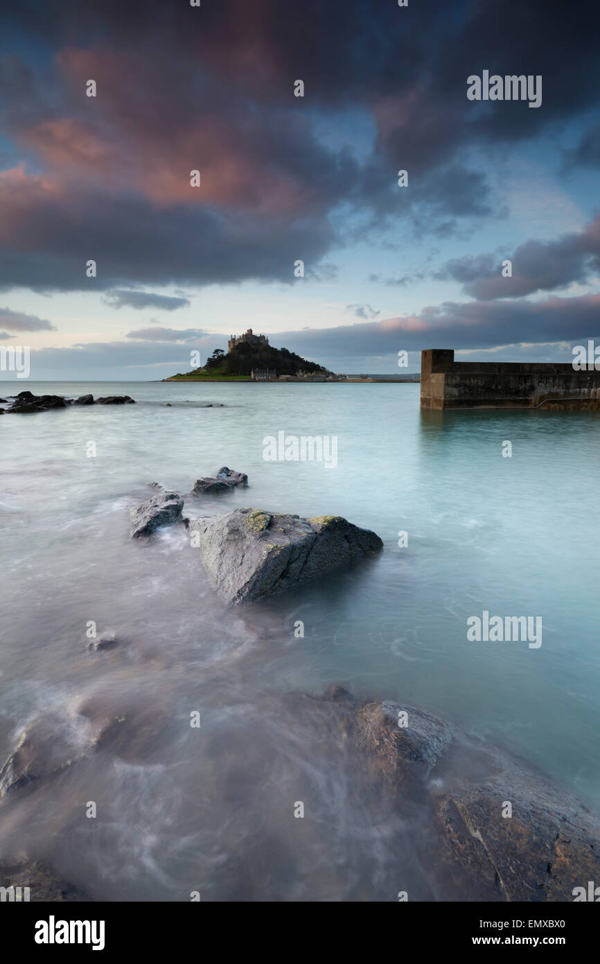 St Michael's Mount Dawn From Marazion; Cornwall; UK Stock Photo - Alamy