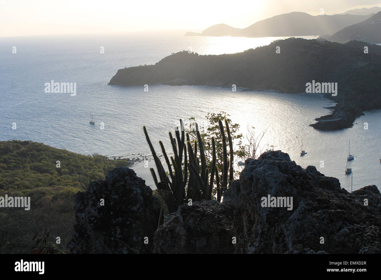 Antigua Bay, view of English Harbor from Shirley Heights, Antigua, West ...