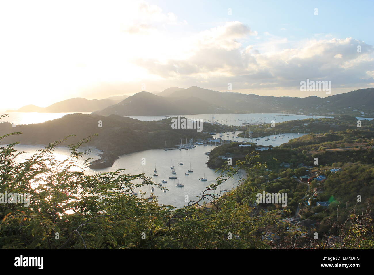 Antigua Bay, view of English Harbor from Shirley Heights, Antigua, West ...