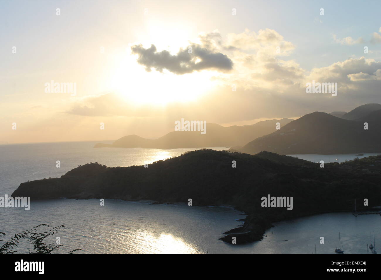 Antigua Bay, view of English Harbor from Shirley Heights, Antigua, West ...