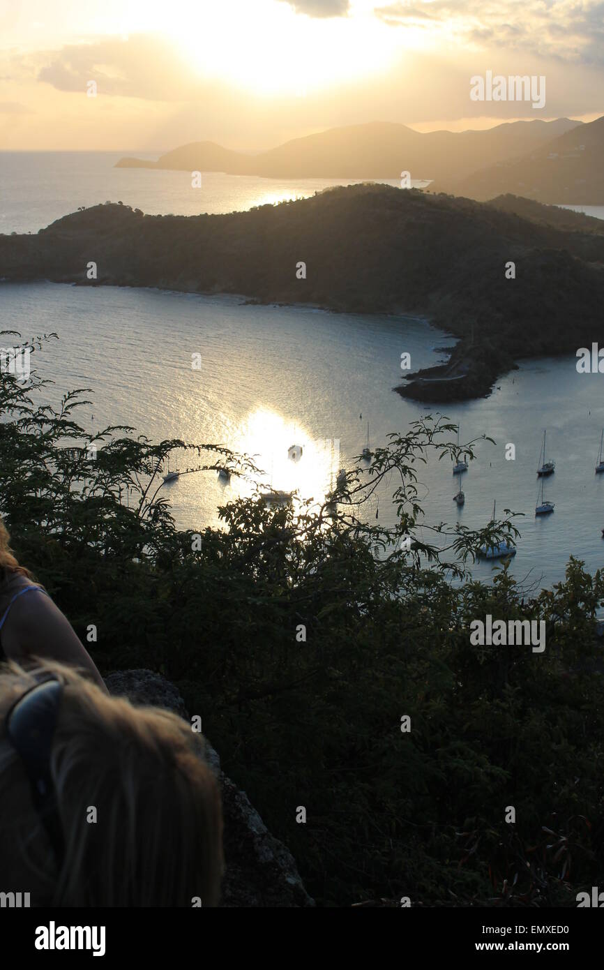 Antigua Bay, view of English Harbor from Shirley Heights, Antigua, West ...
