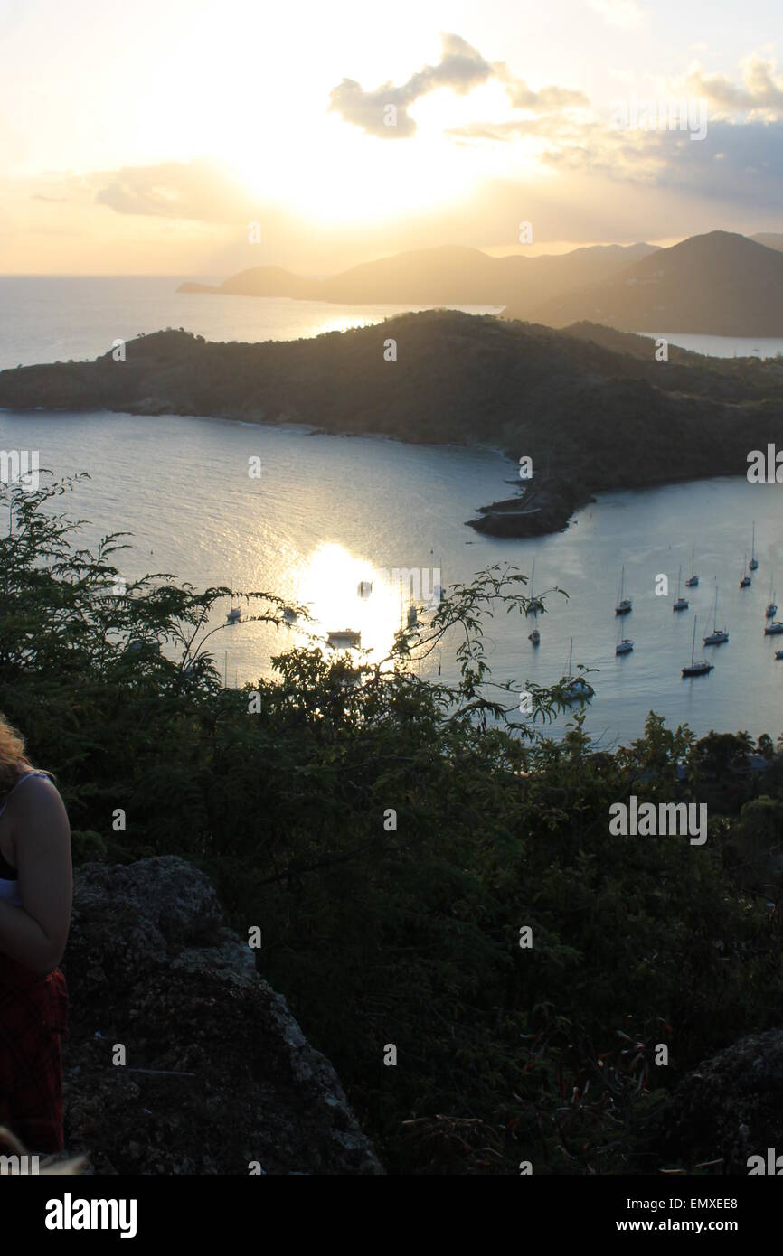 Antigua Bay, view of English Harbor from Shirley Heights, Antigua, West ...