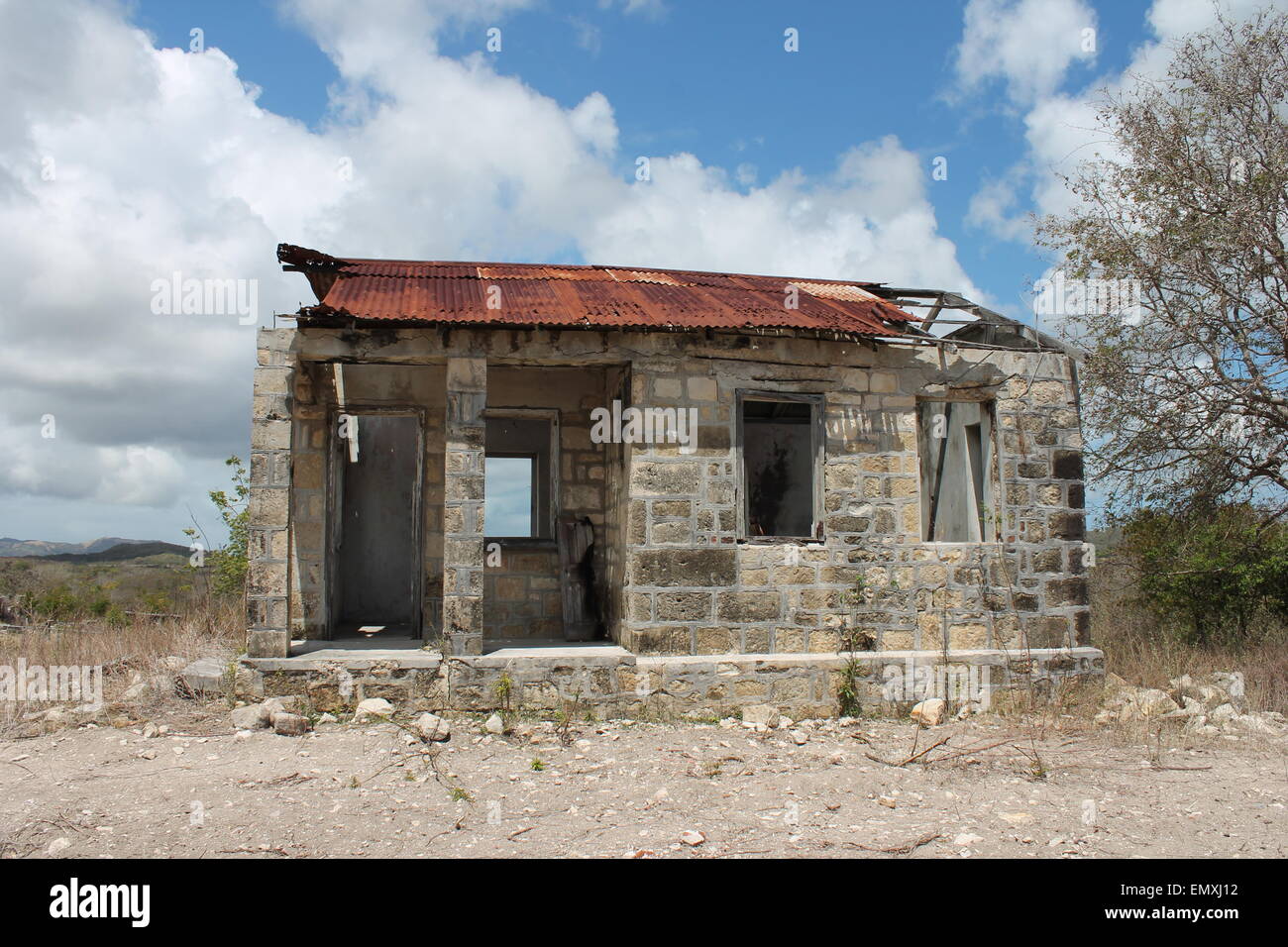 Antigua, Caribbean - November 2014: Derelict shack by beach near Devils ...
