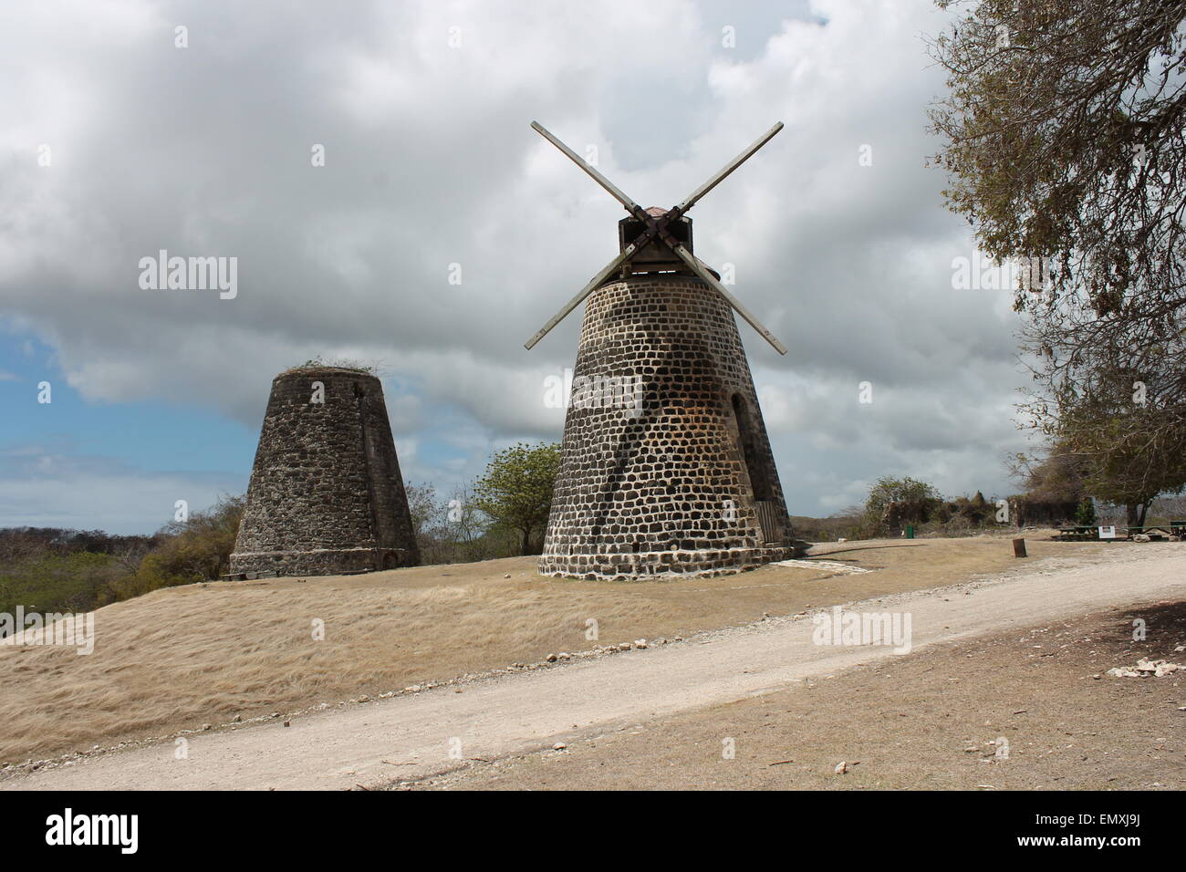 Antigua, Caribbean - June 2015: Betty's Hope plantation windmill ...