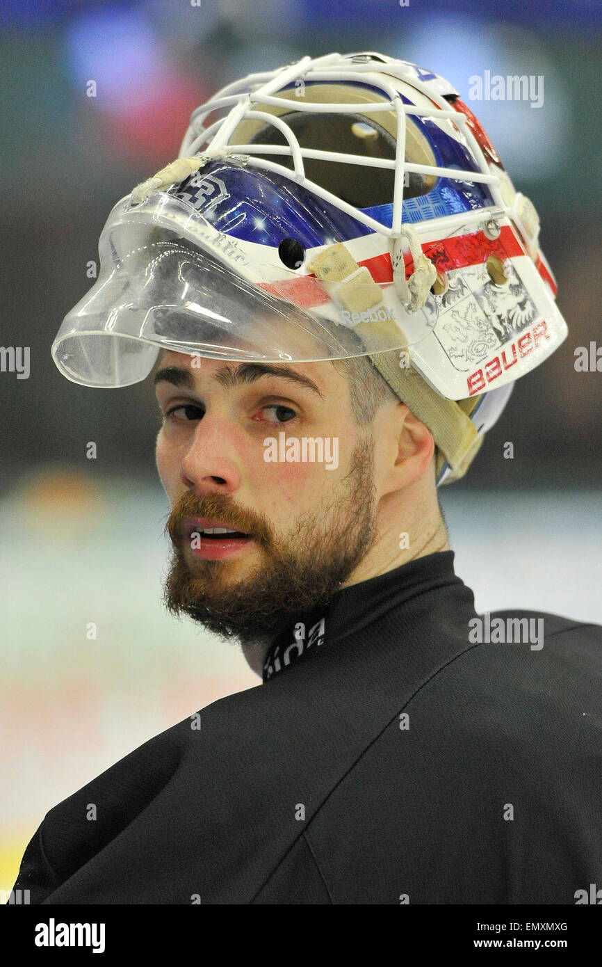 Czech National Hockey Team goalkeeper Alexander Salak during a training ...