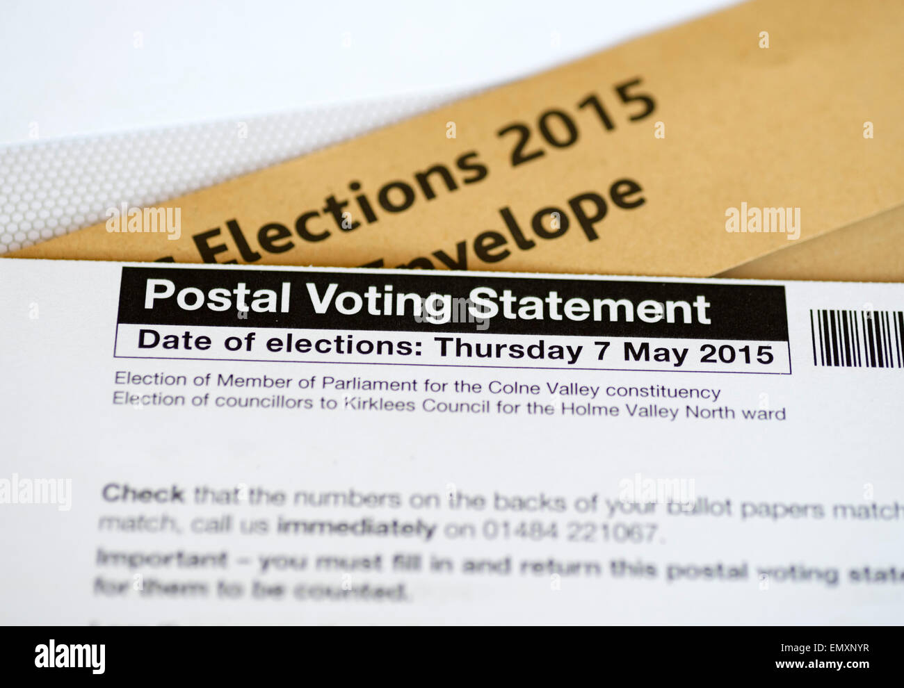 A postal vote for the May 2015 UK Parliamentary General Election Stock ...