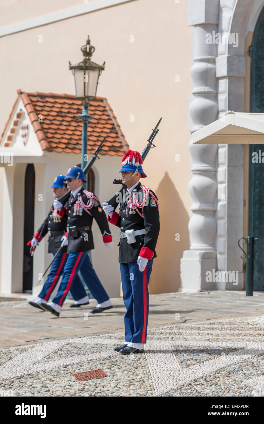 The ritual of the Changing of the Guard, the Carabiniers du Prince, at ...