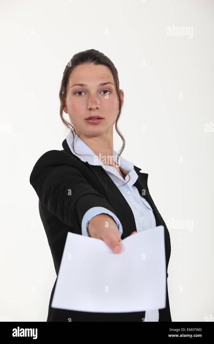 Holding out a contract Stock Photo - Alamy