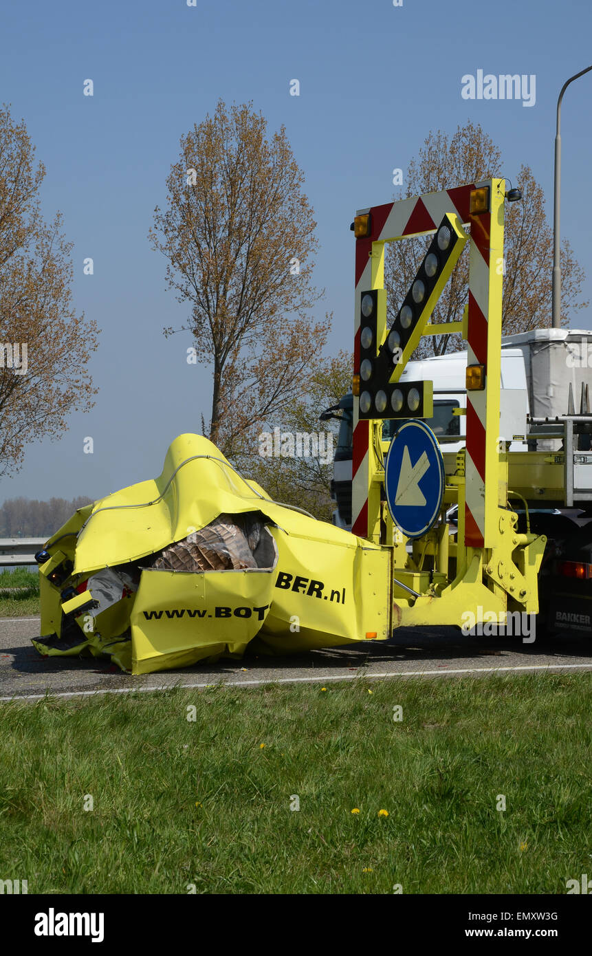 impact protection vehicle for roadworks after collision Stock Photo - Alamy