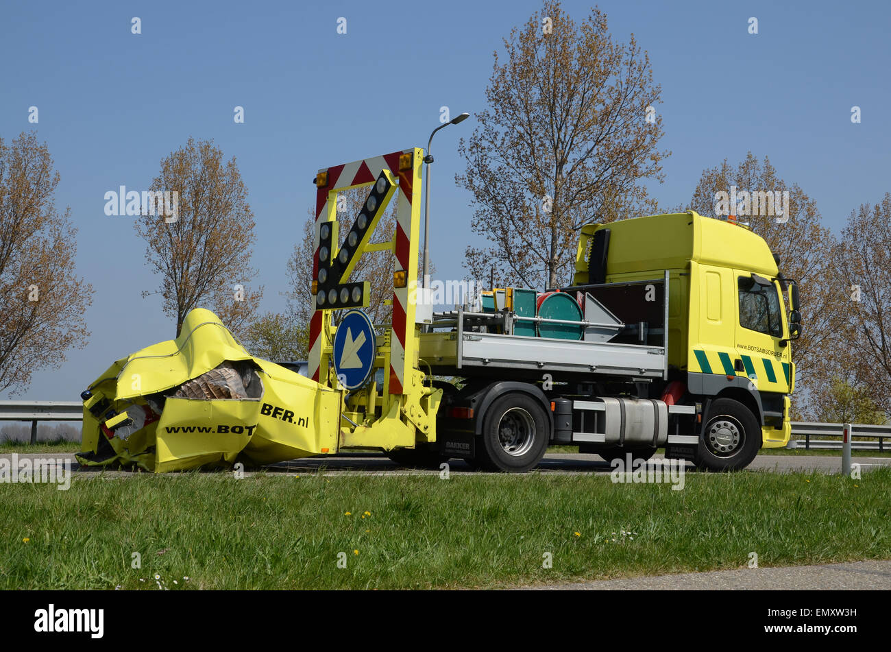 impact protection vehicle for roadworks after collision Stock Photo - Alamy