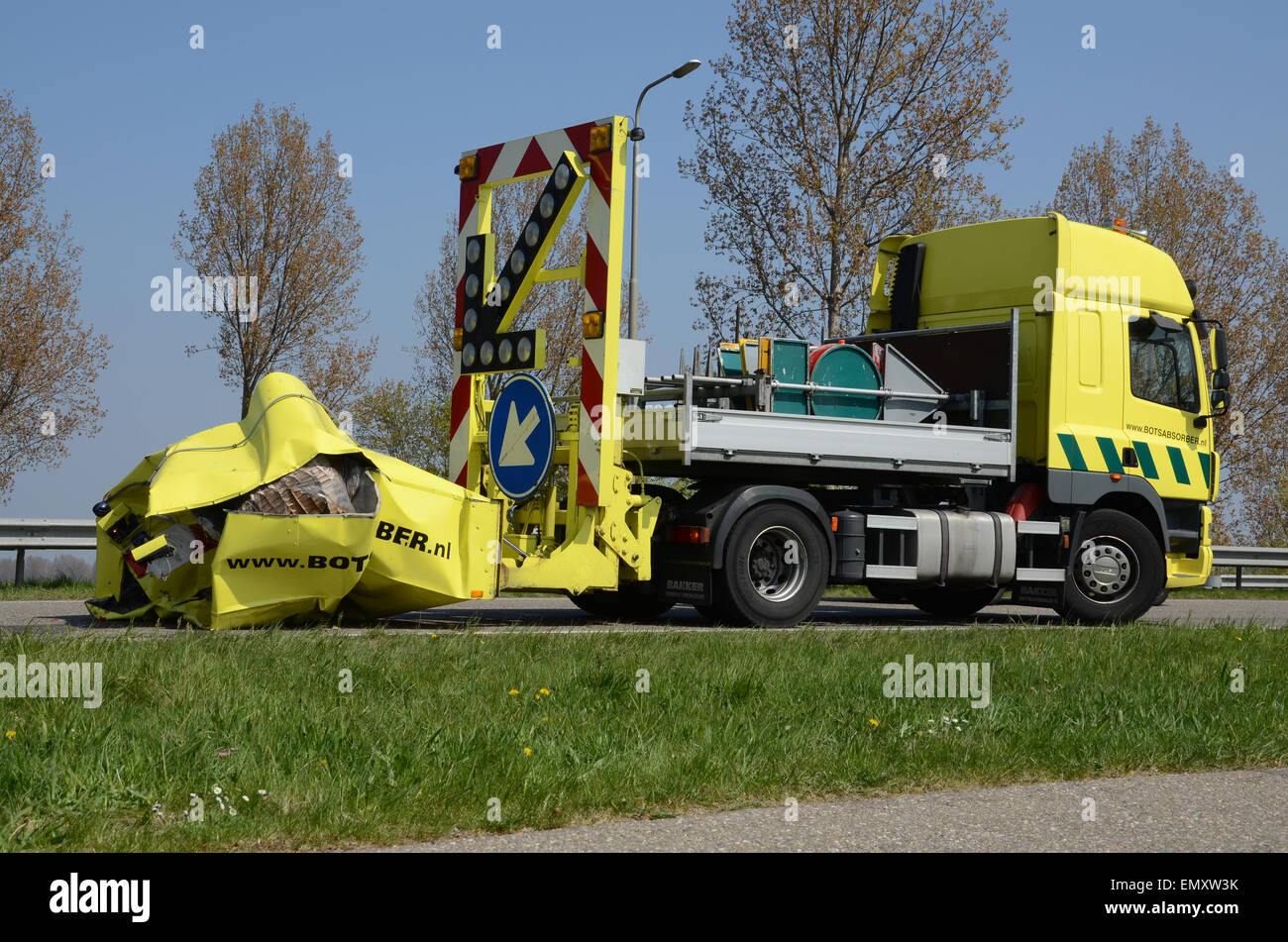 impact protection vehicle for roadworks after collision Stock Photo - Alamy