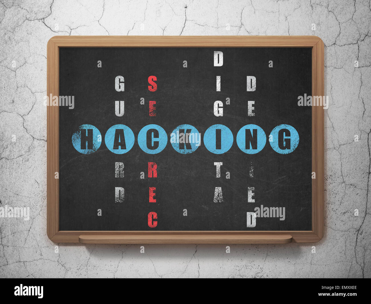 Security concept: word Hacking in solving Crossword Puzzle Stock Photo ...