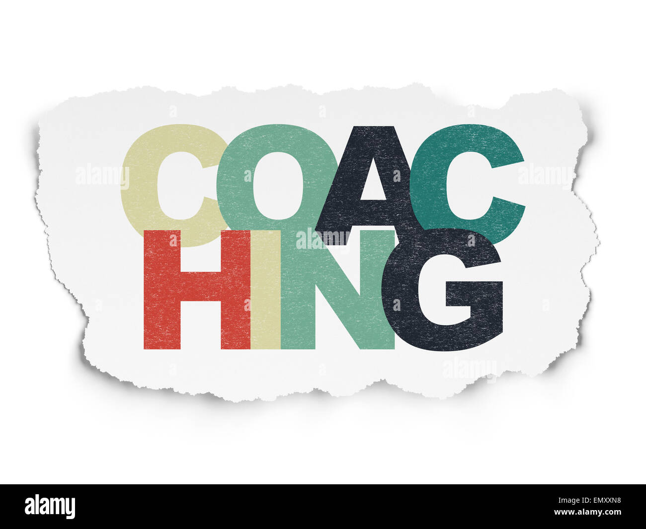 Education concept: Coaching on Torn Paper background Stock Photo - Alamy