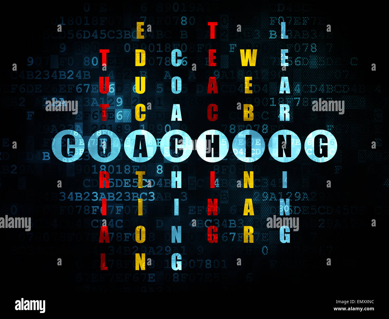 Education concept: word Coaching in solving Crossword Puzzle Stock ...