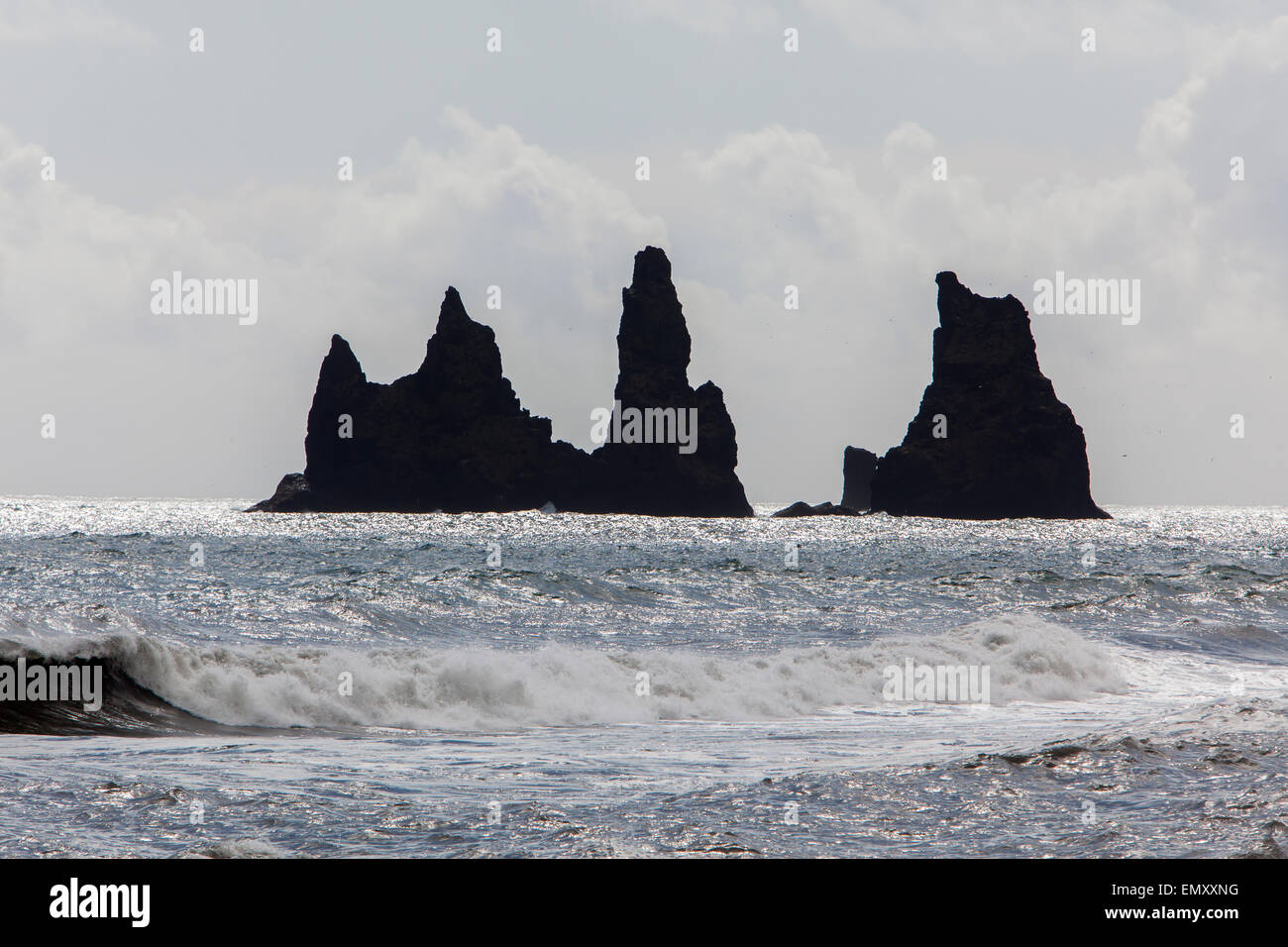 Reynisdrangar basalt sea stacks iceland Stock Photo - Alamy