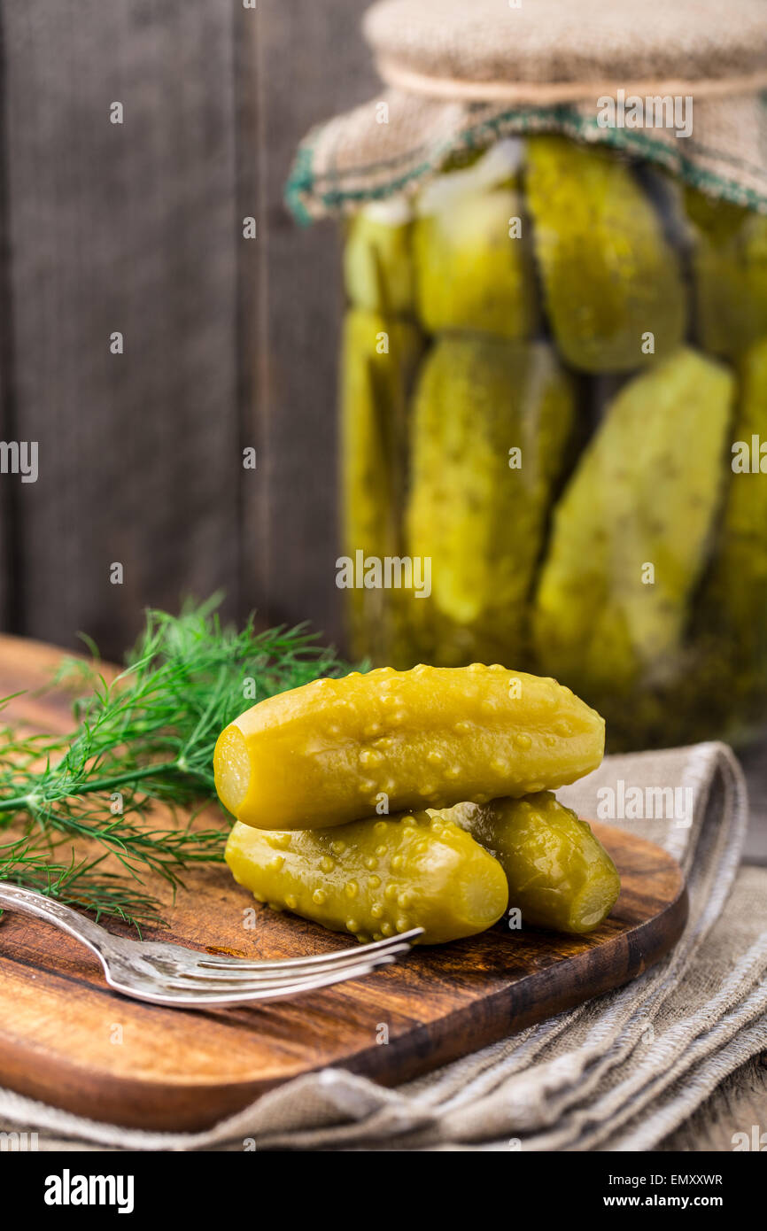 Pickles on a wooden board Stock Photo - Alamy