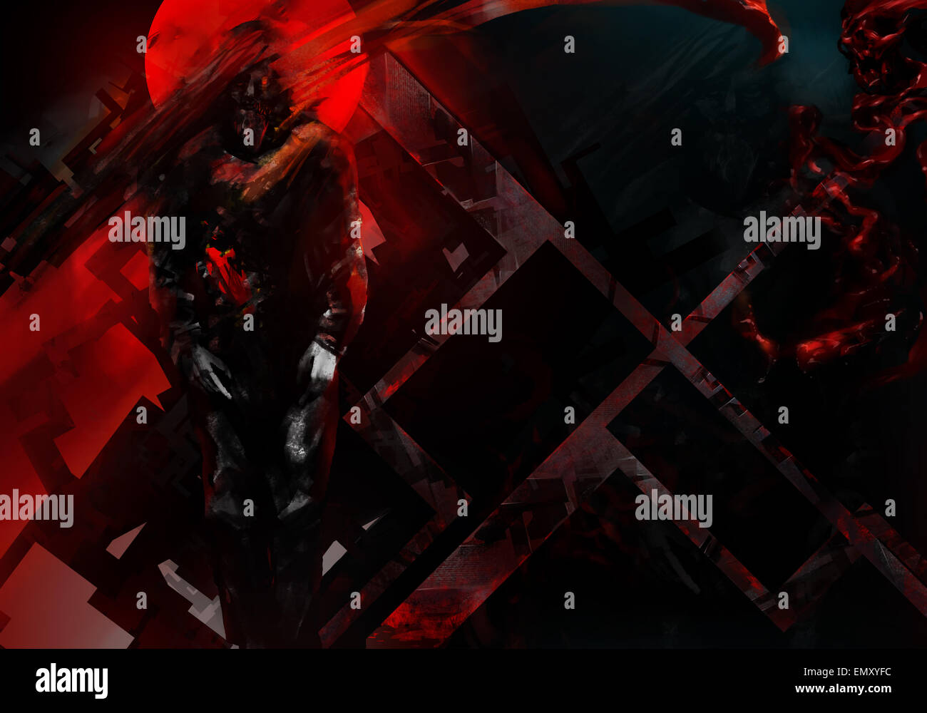 Horror man. Horror man character abstract & grunge spooky illustration ...