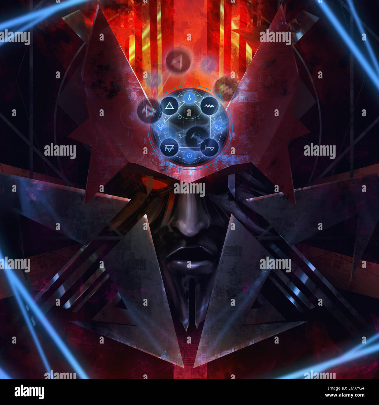 Plasma monster.Portrait illustration of a monster creature demon face ...