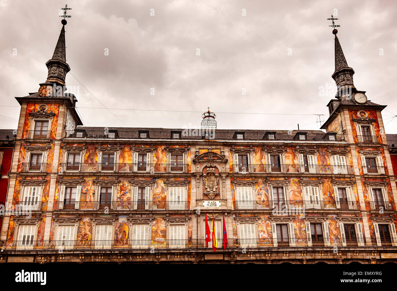 Plaza Mayor Built in the 1617 Famous Square Cityscape Madrid Spain ...