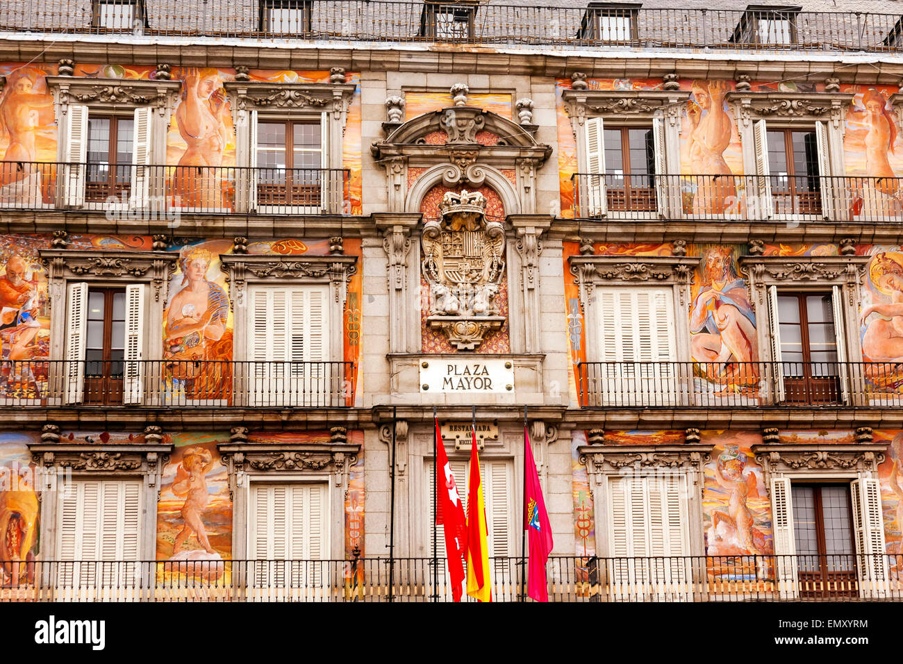 Plaza Mayor Built in the 1617 Famous Square Cityscape Madrid Spain ...
