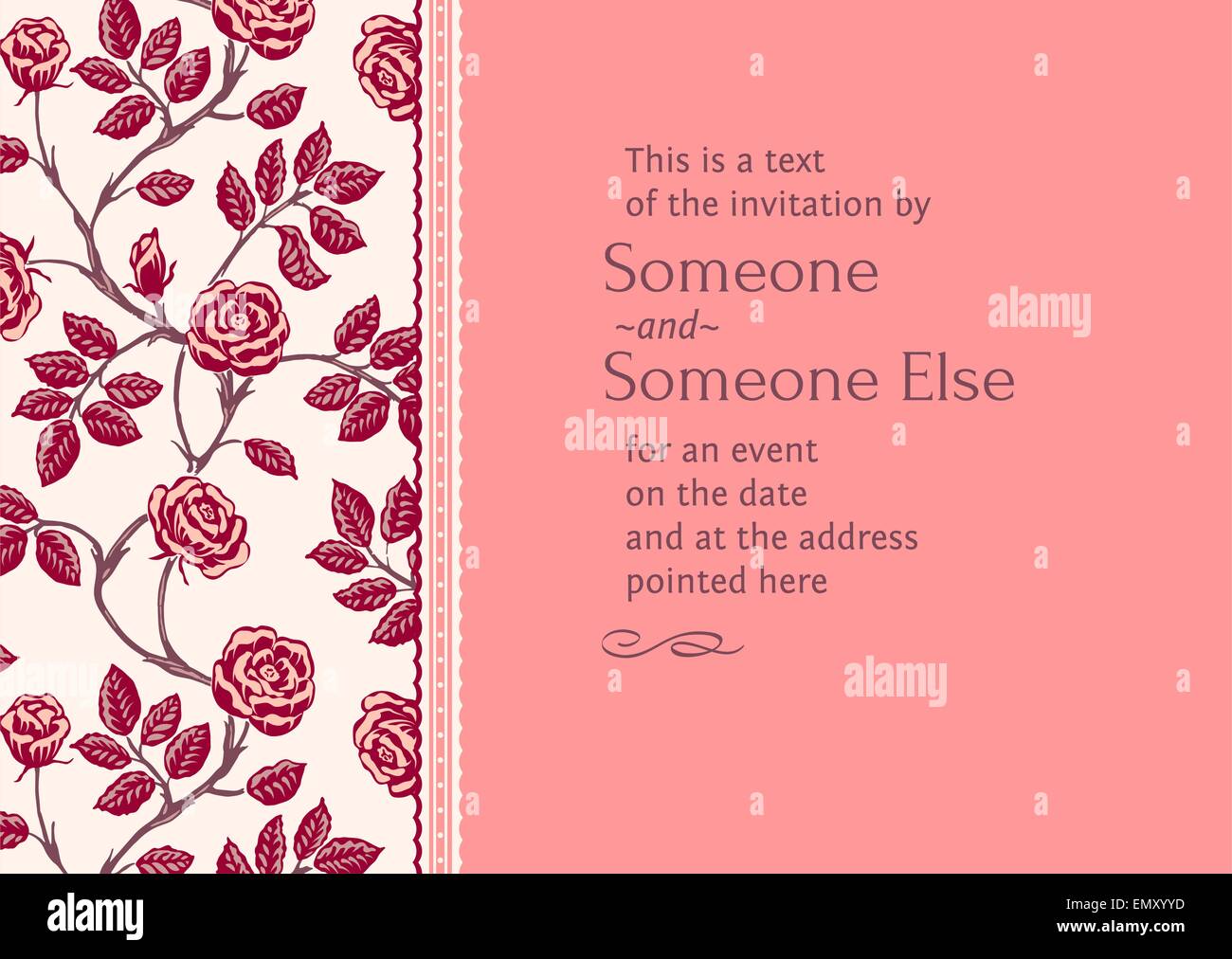 Wedding card roses invitation Stock Vector Images - Alamy