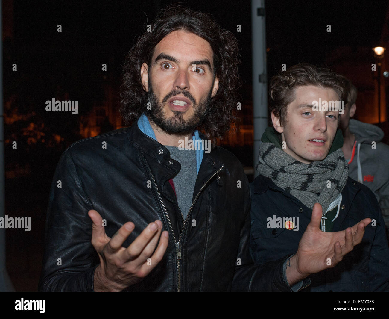 Russell Brand attends the Occupy Democracy protest on Parliament Square ...