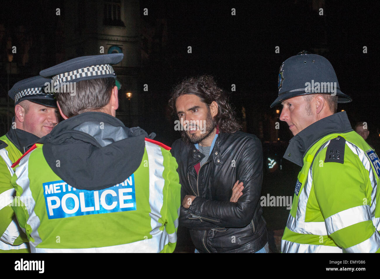 Russell Brand attends the Occupy Democracy protest on Parliament Square ...