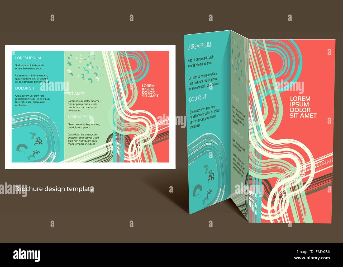 Brochure, booklet z-fold layout. Editable design template. EPS10 vector ...