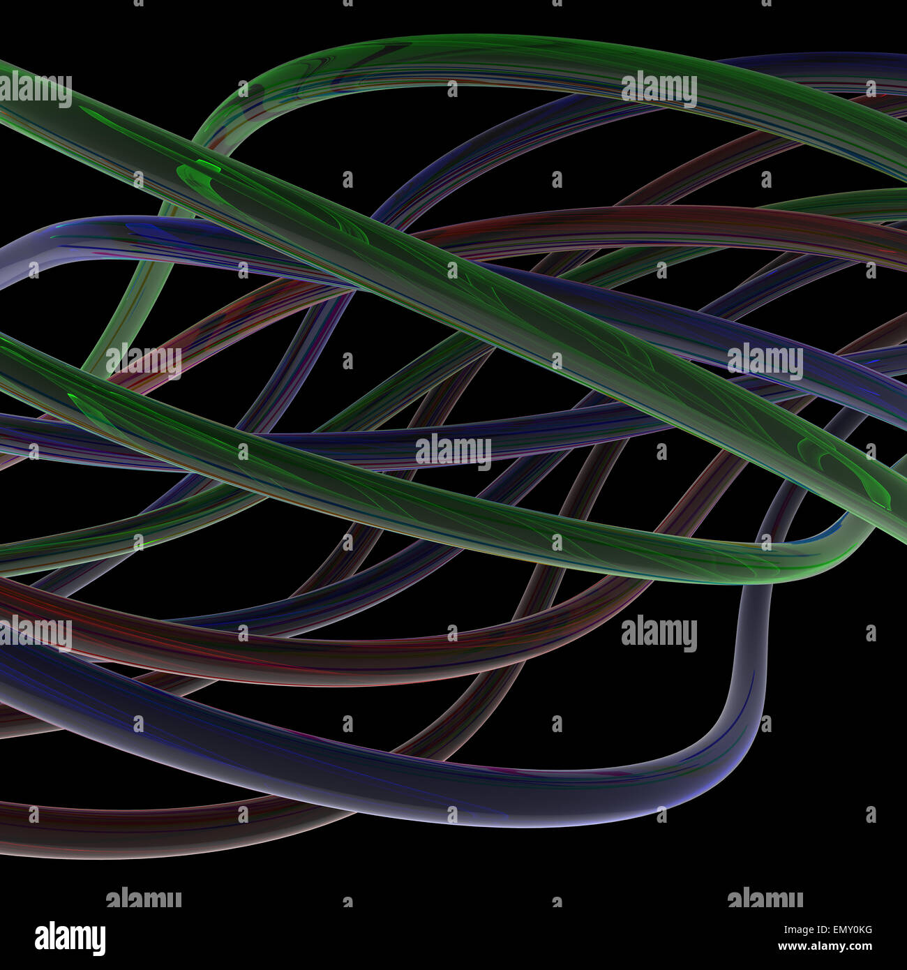 twisted luminescent red green and blue colored strands of a fiber optic ...