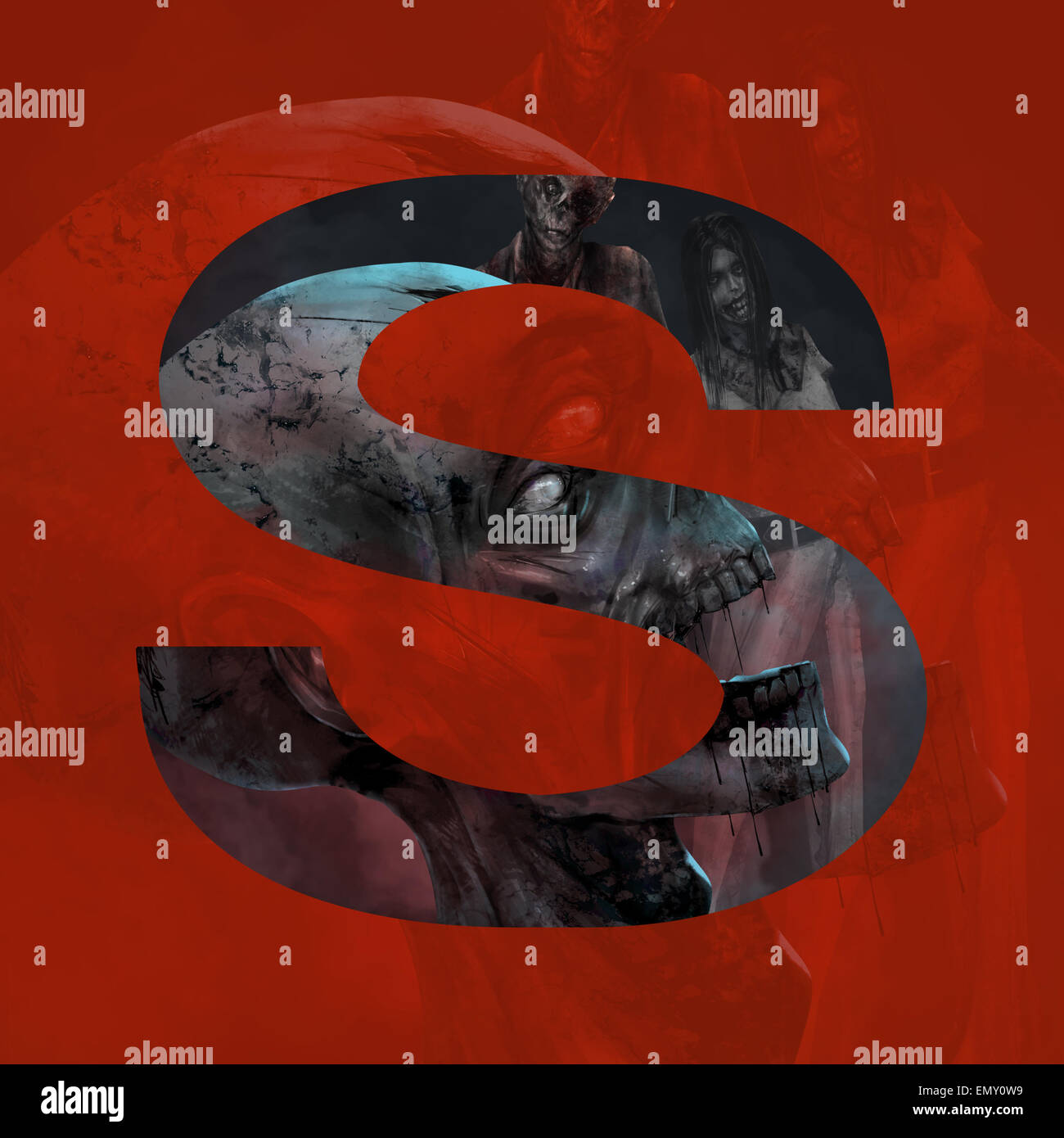 Monster letter S. Letter sign with horrible and evil monster zombies ...