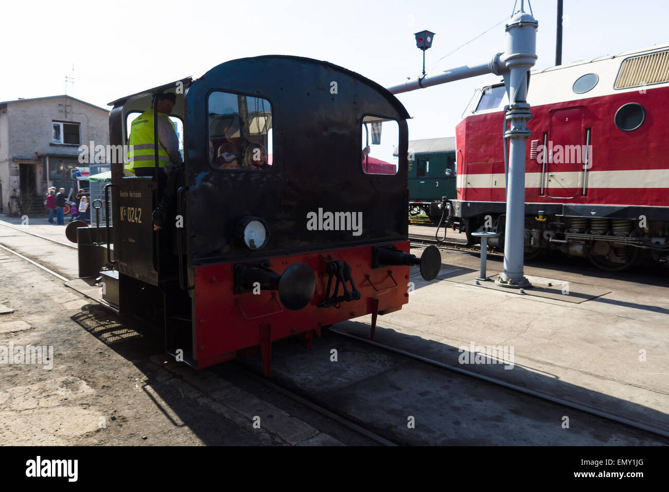 DRG Kleinlokomotive Class I (Gmeinder) at the railway turntable Stock ...