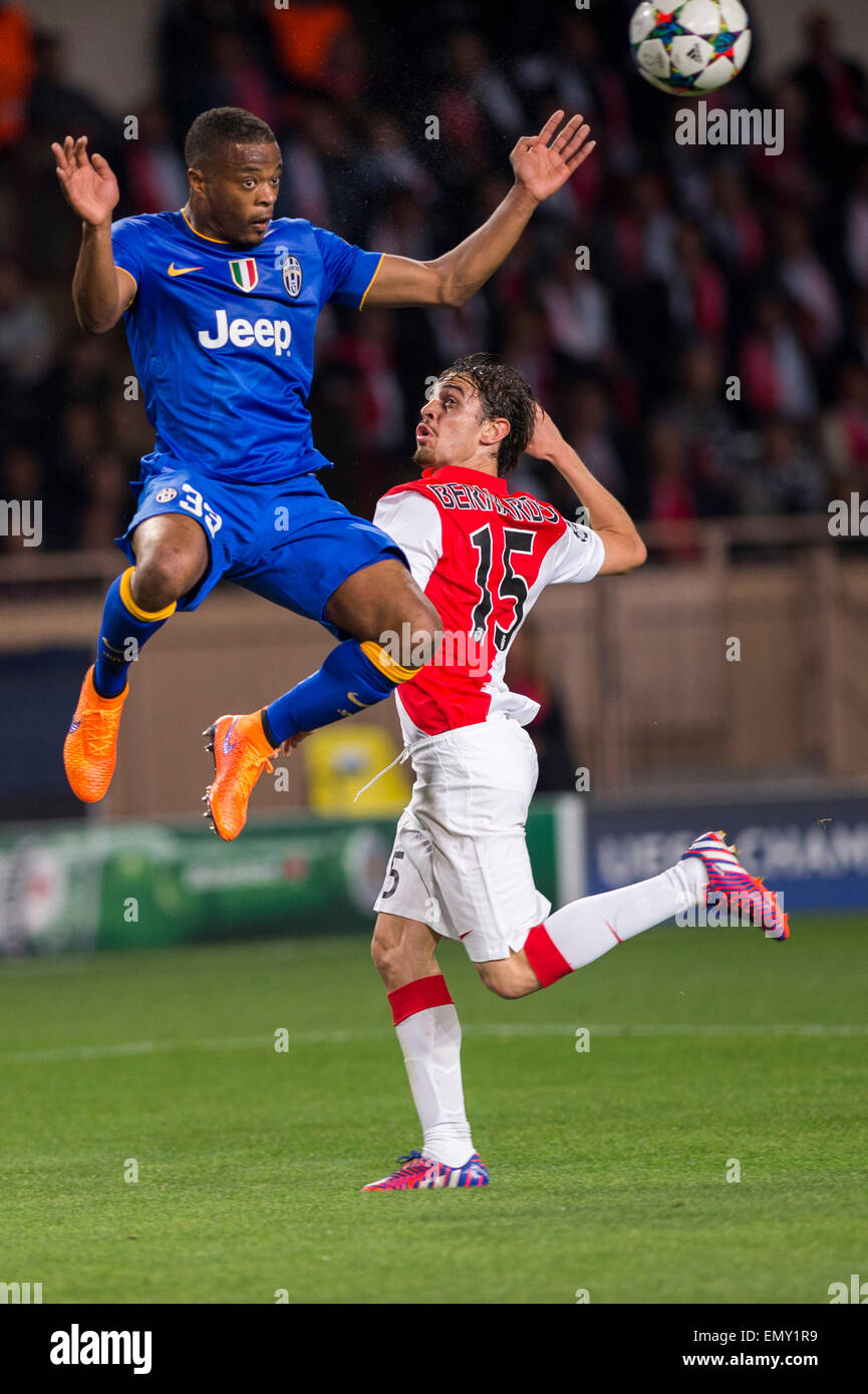Monaco. 22nd Apr, 2015. Patrice Evra (Juventus), Bernardo Silva (Monaco ...