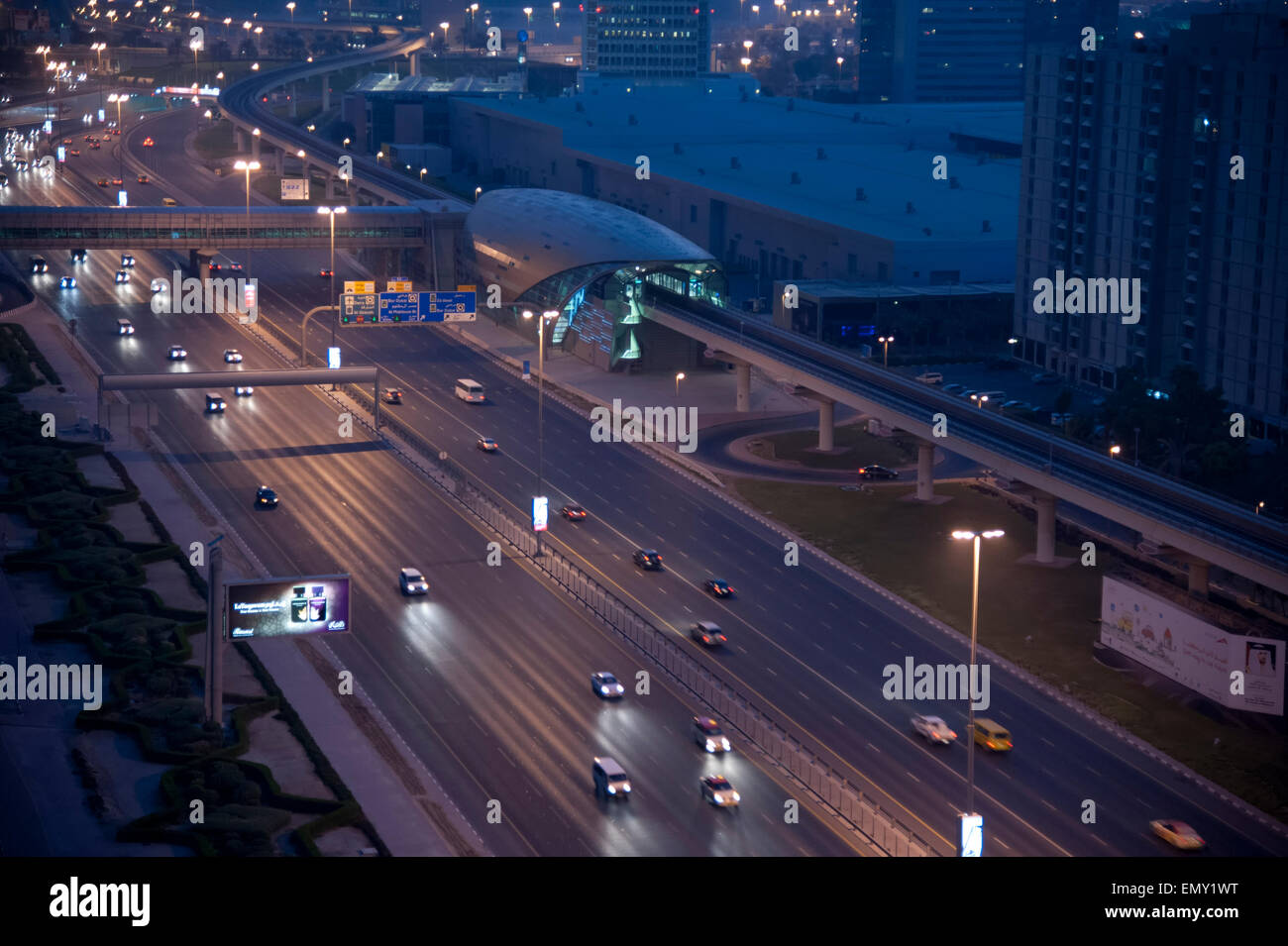 Aerial view of Sheikh Zayed Road, Dubai at Night Stock Photo - Alamy