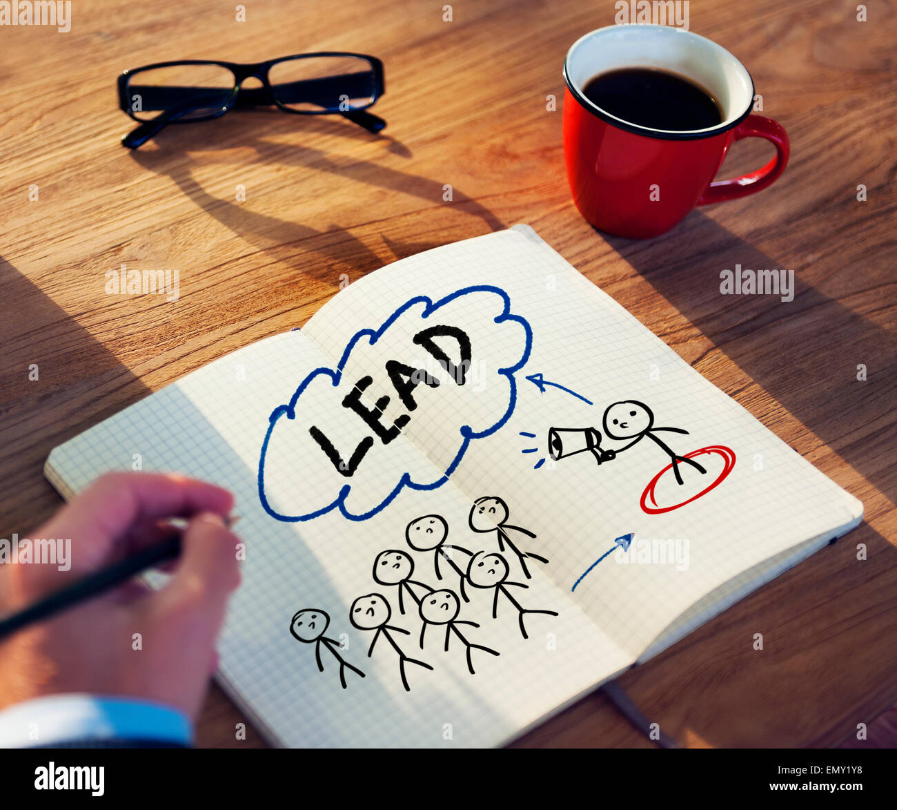 Businessman Brainstorming About Leadership Stock Photo - Alamy