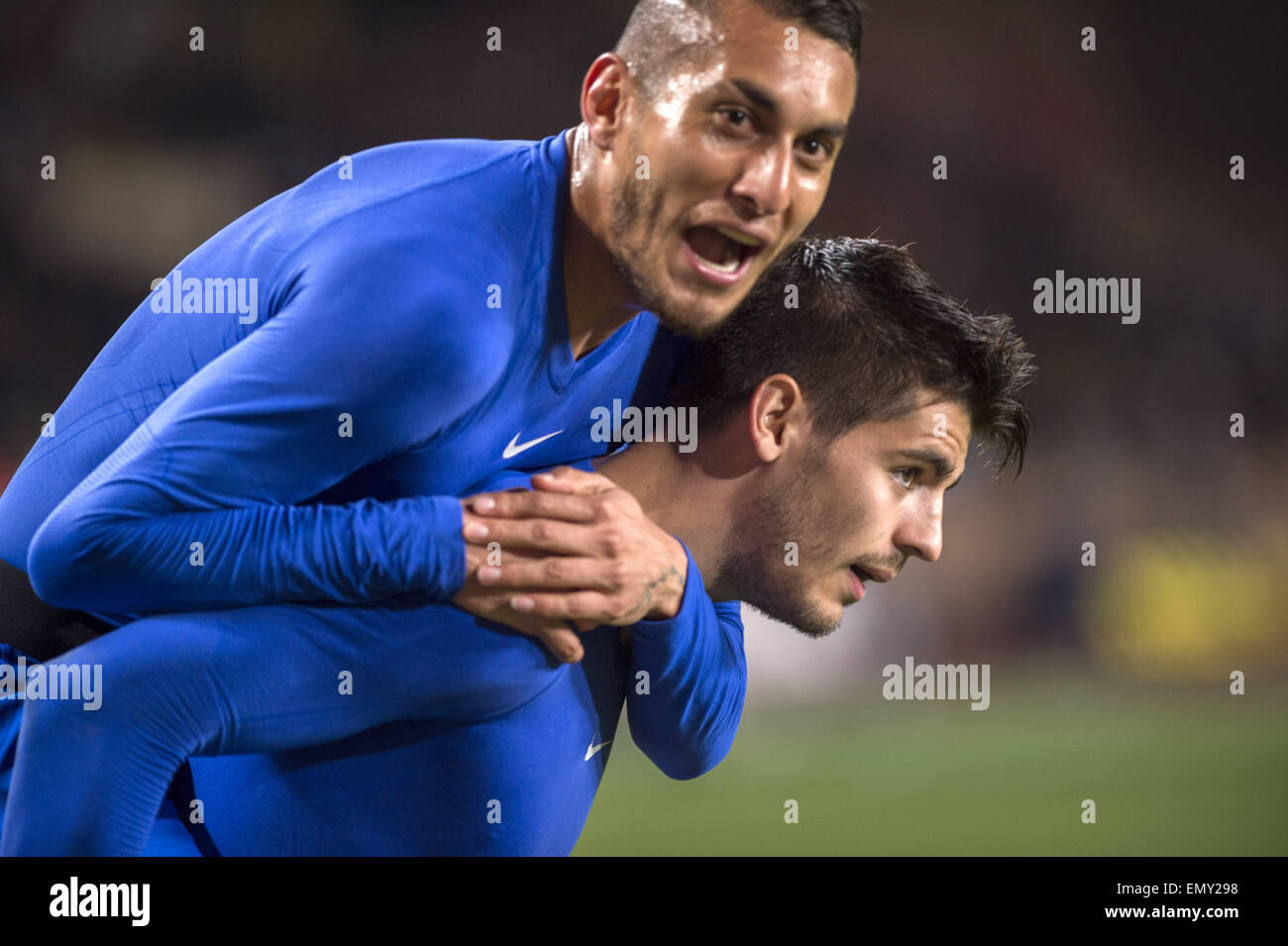 Monaco. 22nd Apr, 2015. (T-B) Roberto Pereyra, Alvaro Morata (Juventus ...