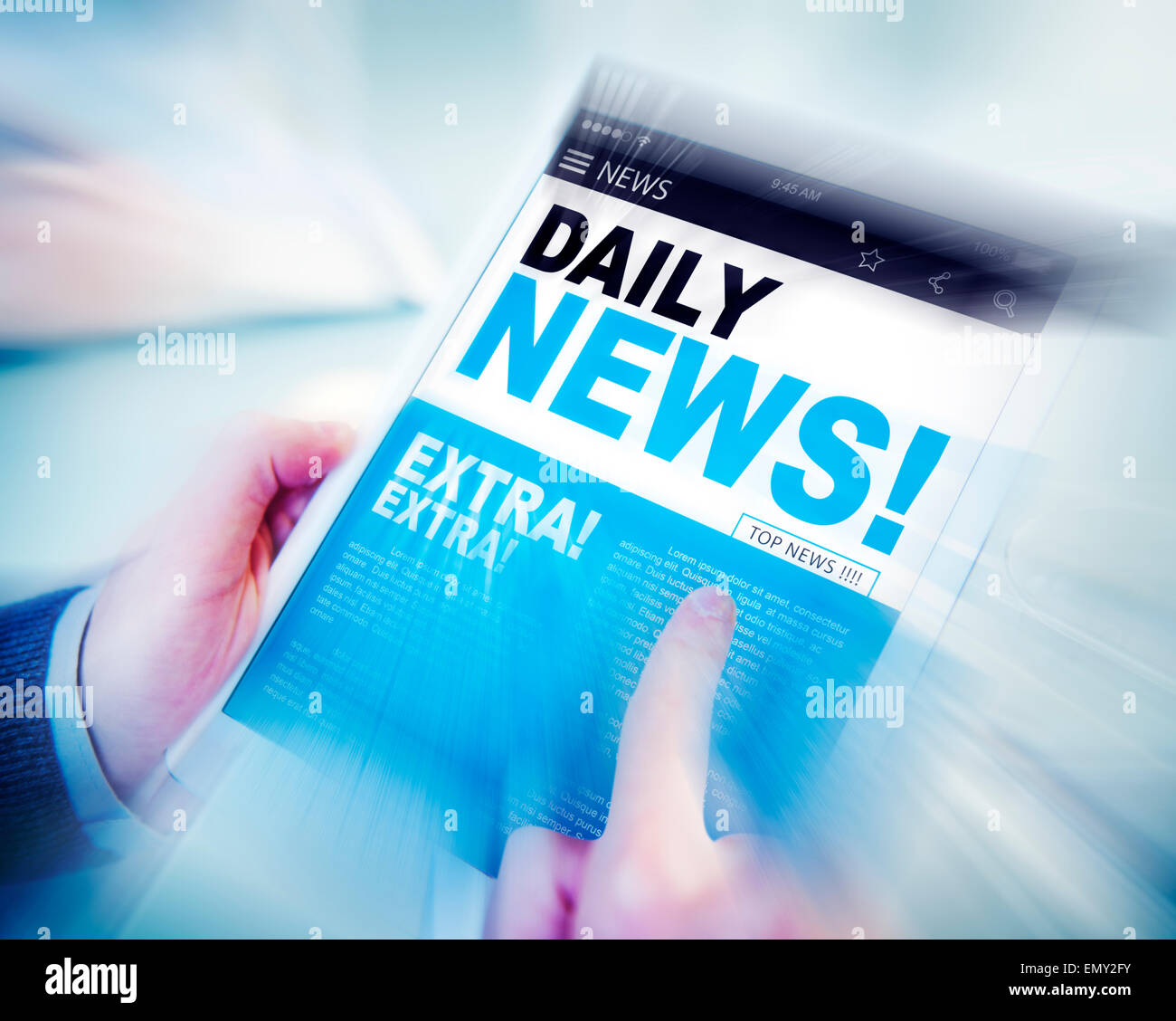 Businessman Holding Tablet Daily News Concept Stock Photo - Alamy