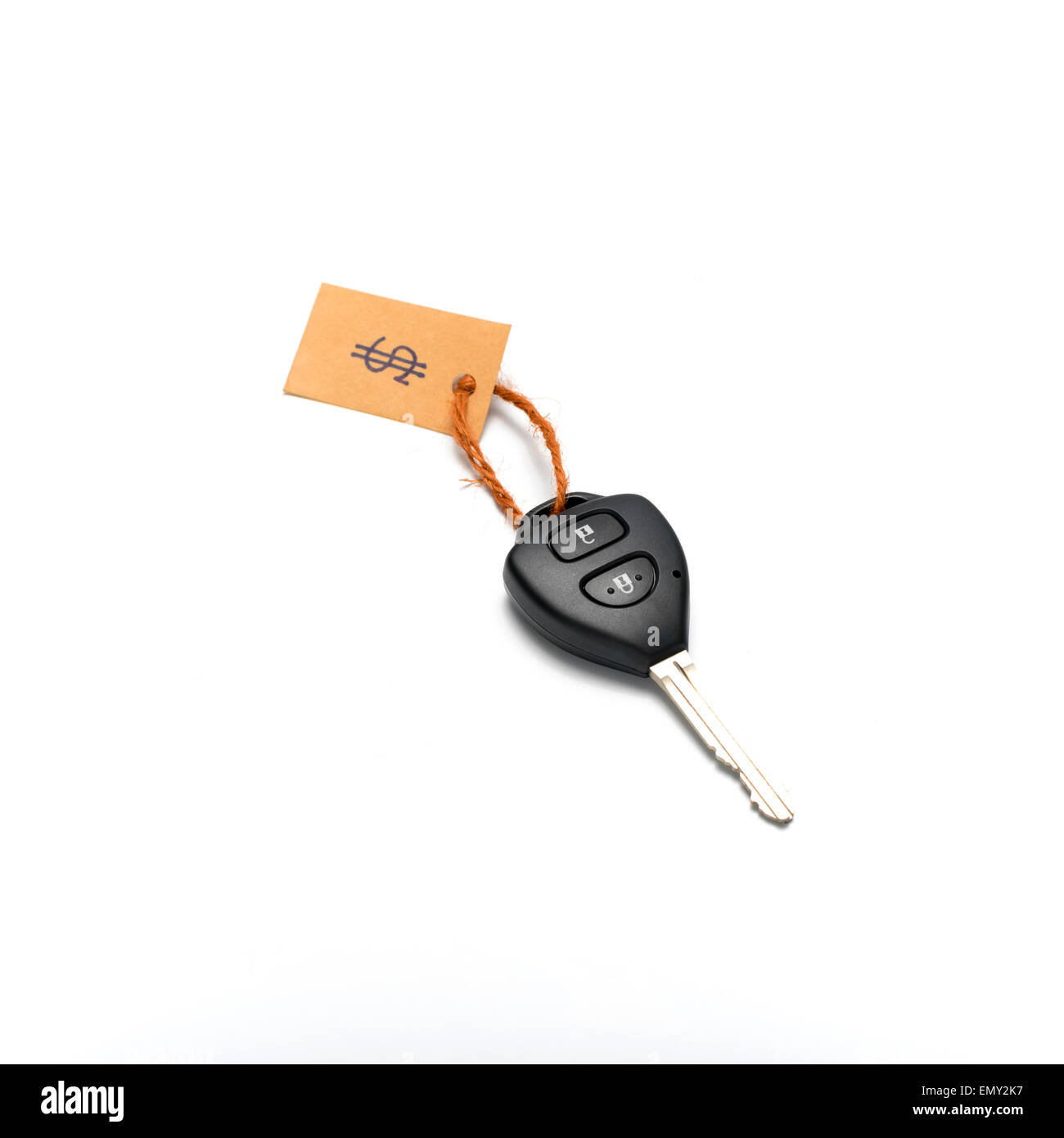 car key with price tag isolated on white background Stock Photo - Alamy
