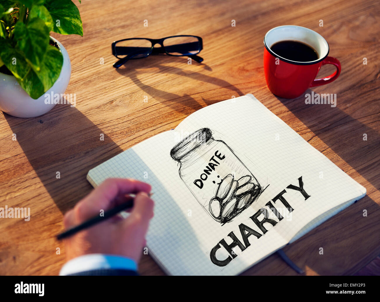 Donating money drawing hi-res stock photography and images - Alamy