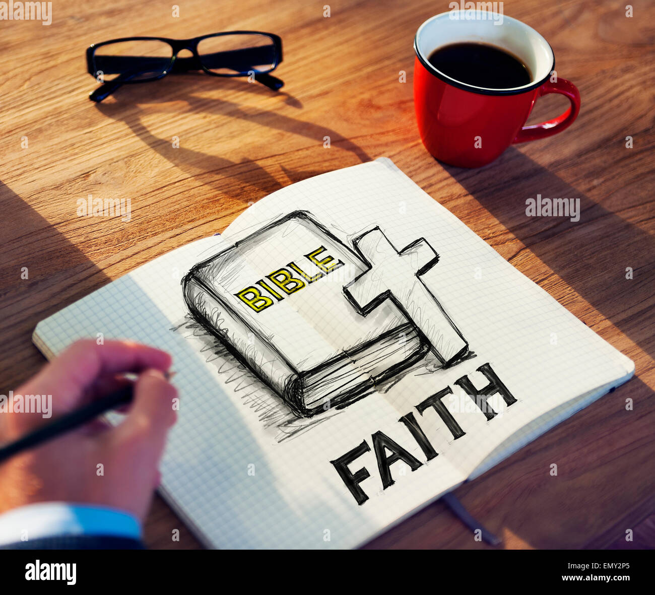 Man with a Note and Faith Concept Stock Photo - Alamy