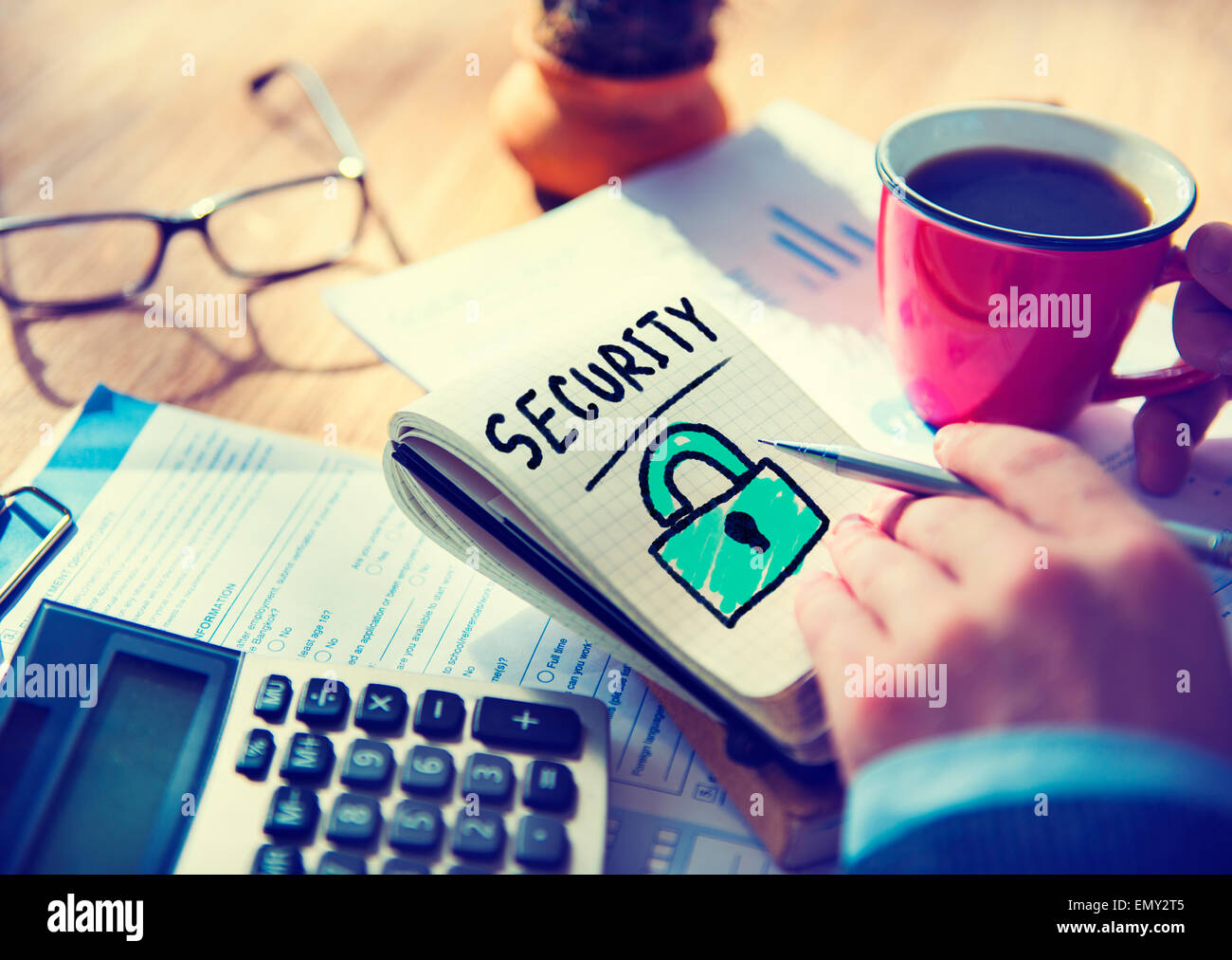 Businessman Notepad Word Security Concept Stock Photo - Alamy