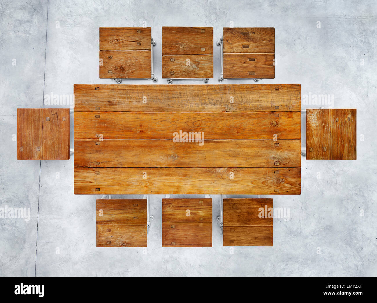 Wooden Conference Table and Chairs in Industrial Building Stock Photo ...