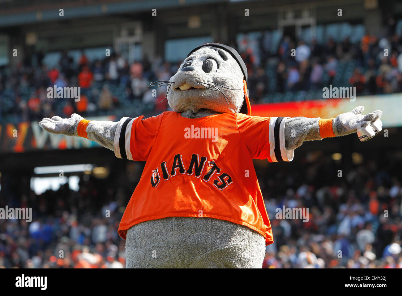 San Francisco, CA. 23rd Apr, 2015. San Francisco Giants' mascot Lou ...