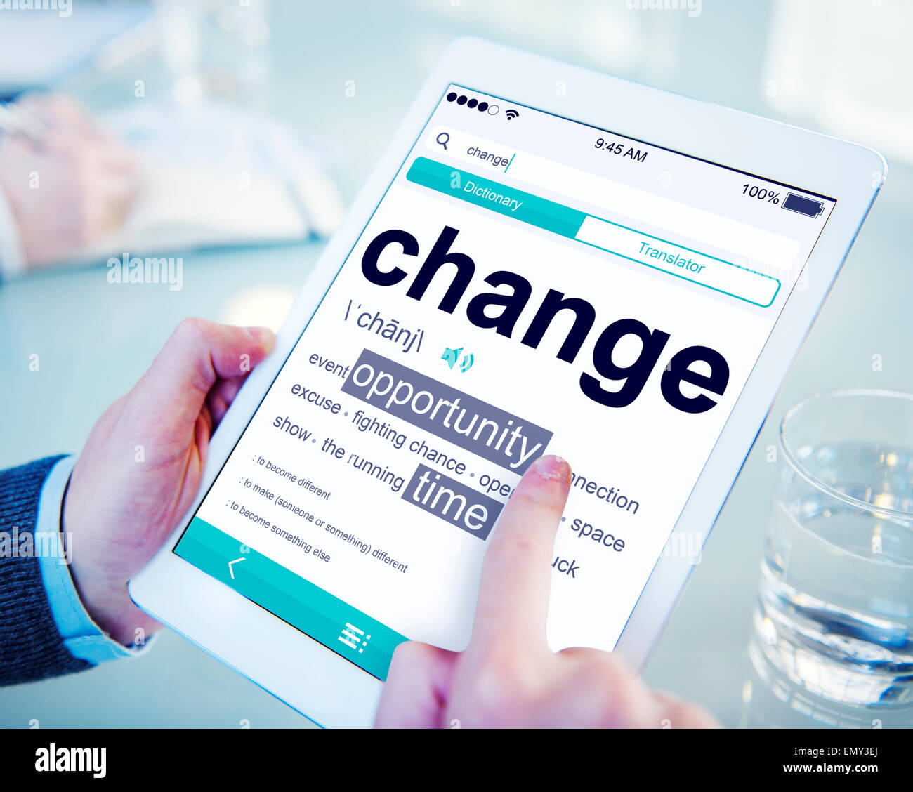 Man Reading the Definition of Change Stock Photo - Alamy