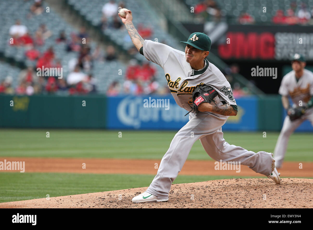 Six Innings For The Game. 23rd Apr, 2015. Oakland Athletics relief ...