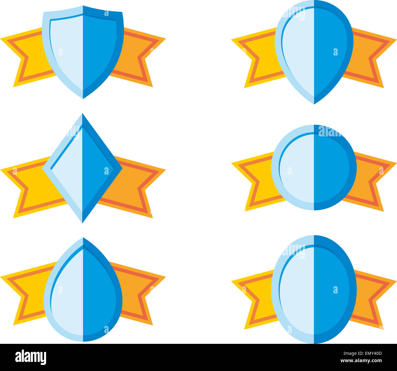 set of several simple shields with ribbon Stock Photo - Alamy