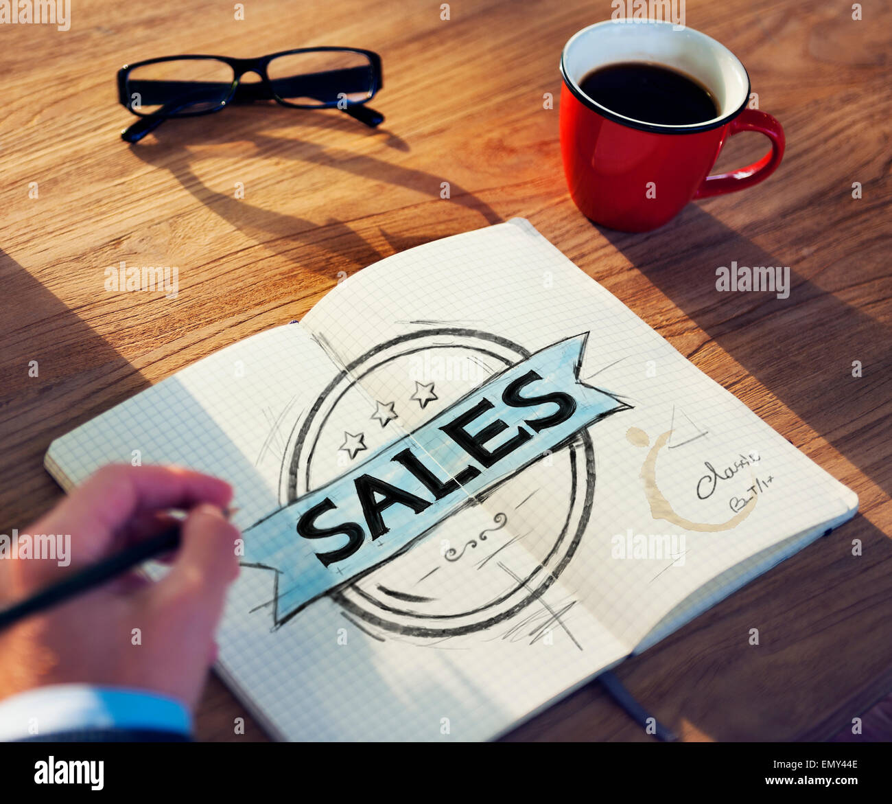 Businessman's table with Sales Concept Stock Photo - Alamy