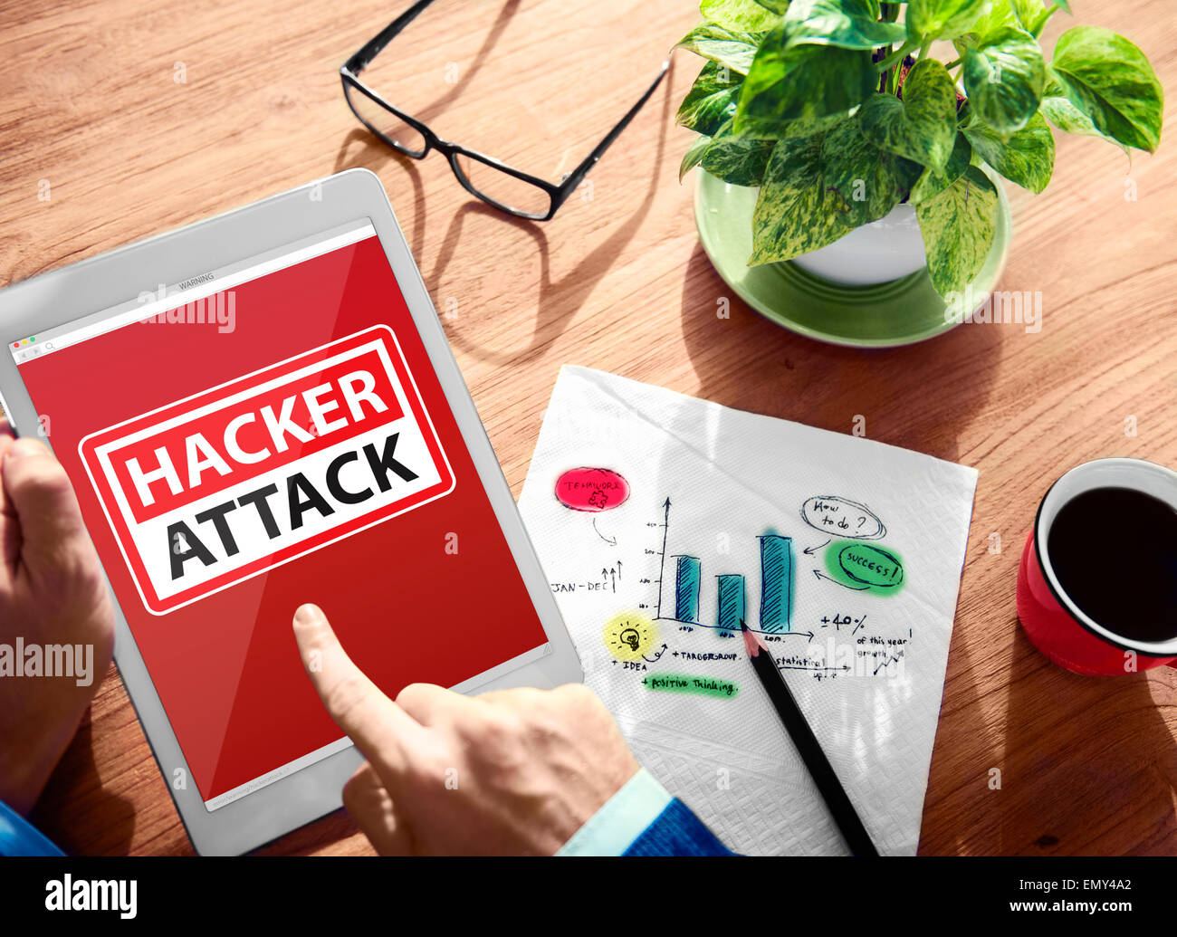 Warning Hacker Attack Digital Device Wireless Browsing Concept Stock ...