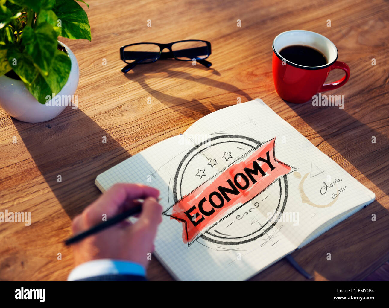Businessman Brainstorming About Economic Issues Stock Photo - Alamy