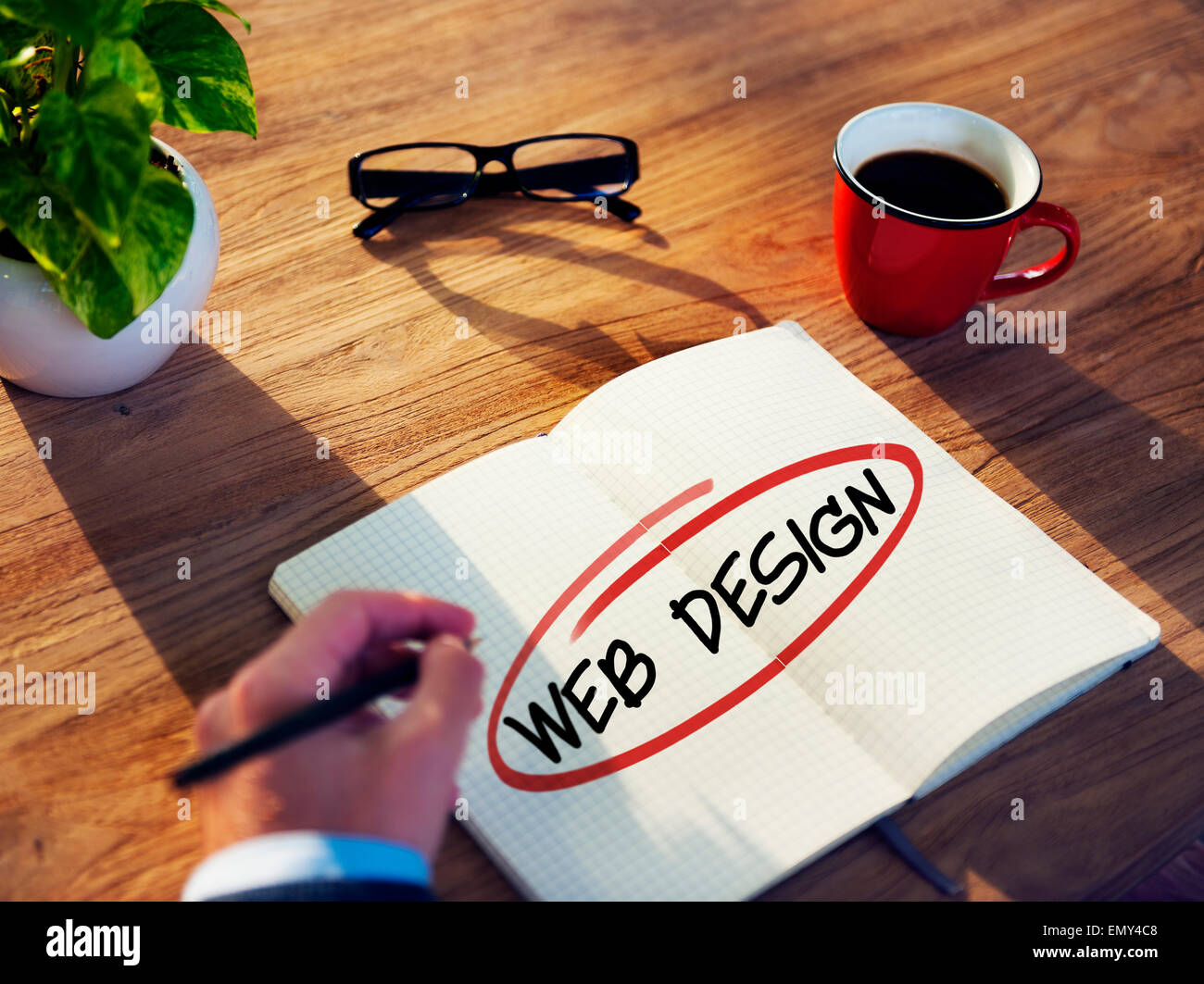 Businessman Brainstorming About Web Design Stock Photo - Alamy