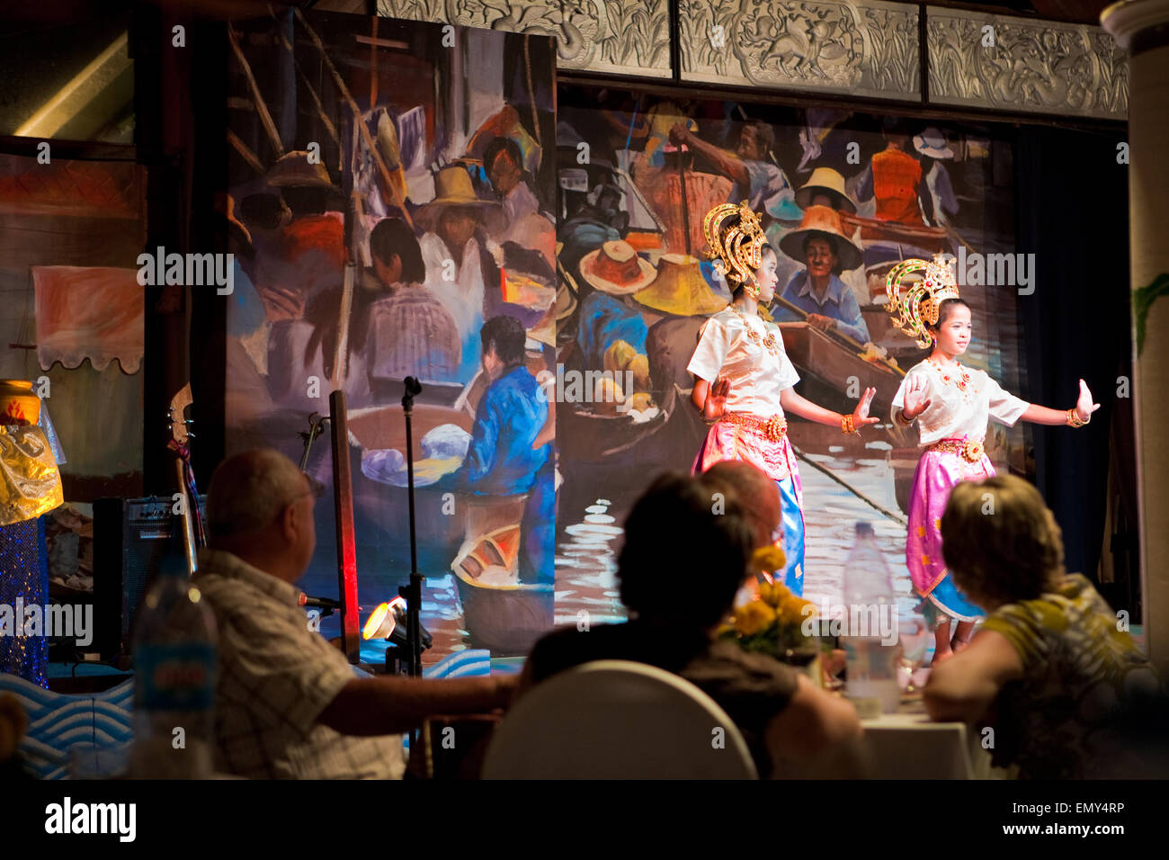 Colourful Thai traditional dance performance for tourist in traditional ...
